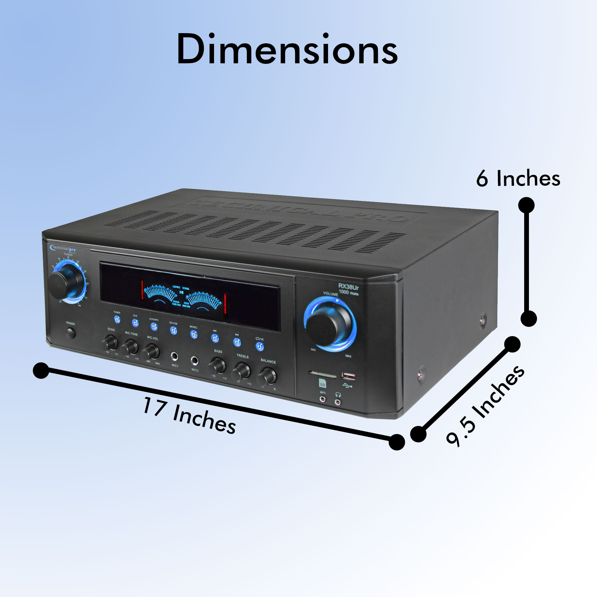 Professional Home Stereo Receiver with USB and SD Card Inputs, MP3 (AUX ...
